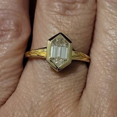 Unique Marquise Emerald Engagement Ring Yellow Gold Minimalist Art Deco ...