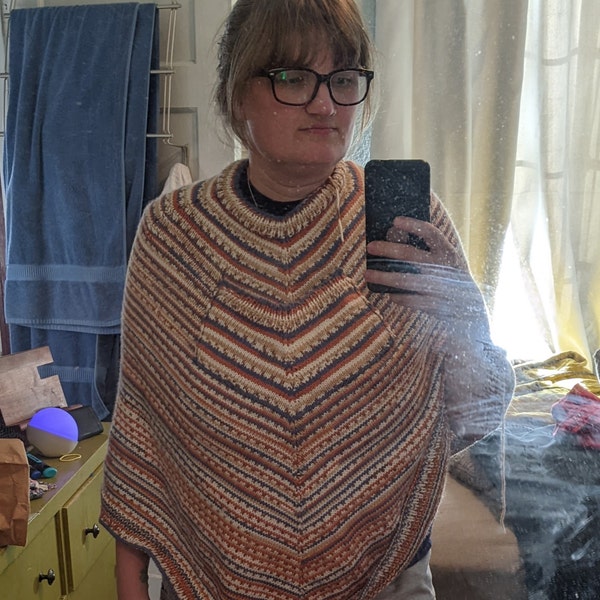 Basic Adult Poncho PDF Knitting Pattern - Knit Wrap DK Worsted Chunky ...