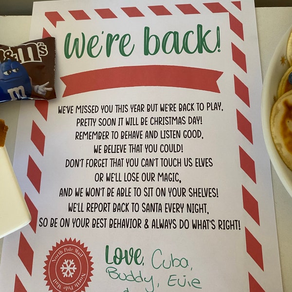 Editable We're Back Elf Note Welcome Back Letter Digital Kids North ...