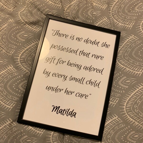 Matilda Vintage Quote Art Print Miss Honey. Home Decor Inspirational ...