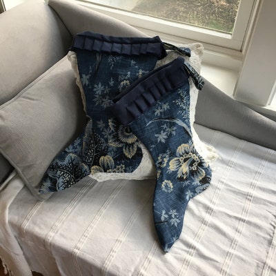 White Linen Christmas Stocking Ruffle Top - Etsy