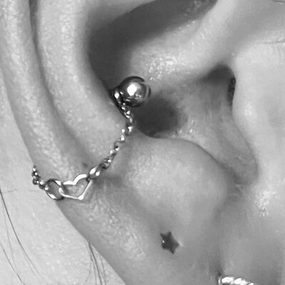 Heart Symbol Conch Chain, Conch Chain, Ear Piercing Chain, Conch ...