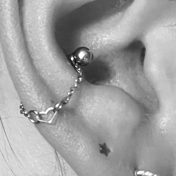 Heart Symbol Conch Chain, Conch Chain, Ear Piercing Chain, Conch ...