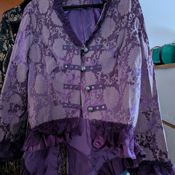 Purple Steampunk Tail Jacket With Back Lacing - Victorian Tailcoat ...