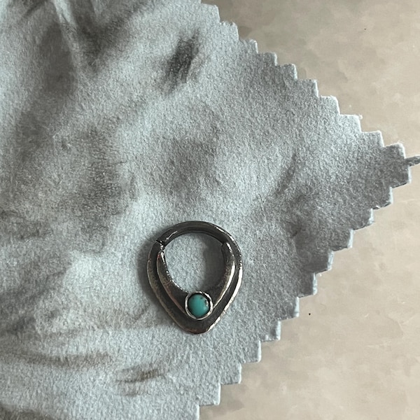 Sterling Silver Septum Ring With 3mm Gemstone in 14g (1.6mm) Stacked ...