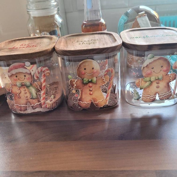 Personalised Gingerbread Man Treat Jar, Glass Storage Jar With ...