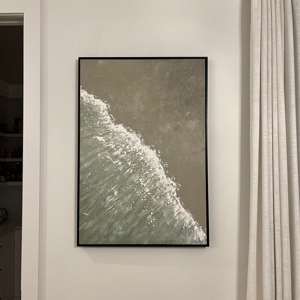 Blue Abstract Ocean Landscape Oil Painting on Canvas Large Original ...