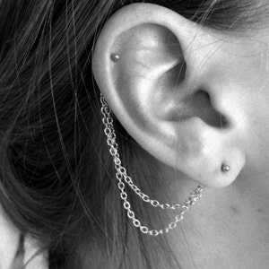 20g Helix to Lobe Chain Earring, Dangle Chain Earring, Helix Earring ...