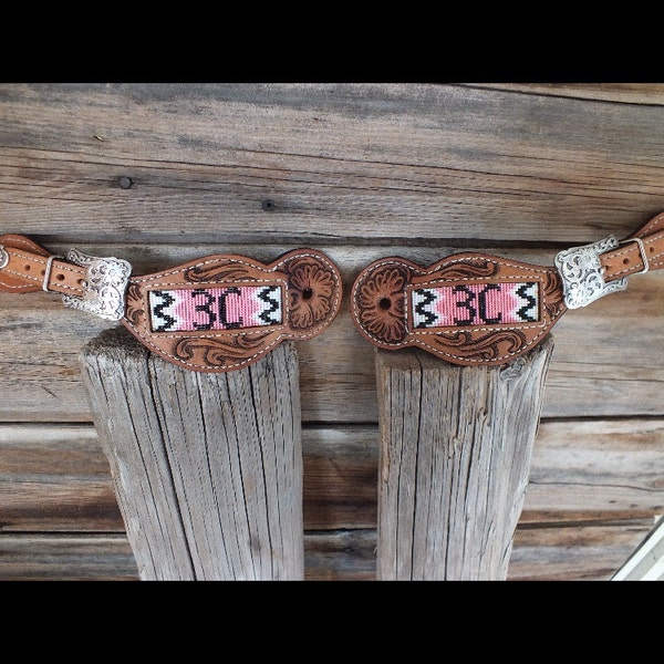 Western Inlay Leather Beaded Belt - Etsy