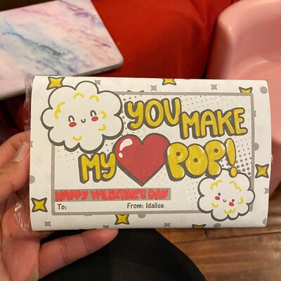 Popcorn Bags Wrap Kids Valentines Cards Printable EDITABLE Names You ...
