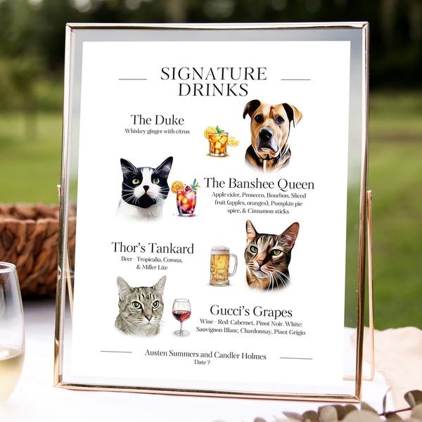 Bar Menu Template Signature Drinks Sign Minimalist Printable Bar Menu ...