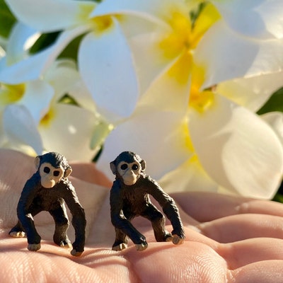 Tiny Chimpanzee Figurine Soft Plastic Monkey for Fairy Garden, Diorama ...