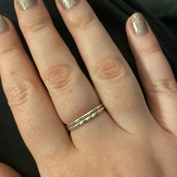 Sterling Silver Stacking Rings - Three Ring Band Set, Stackable Ring ...