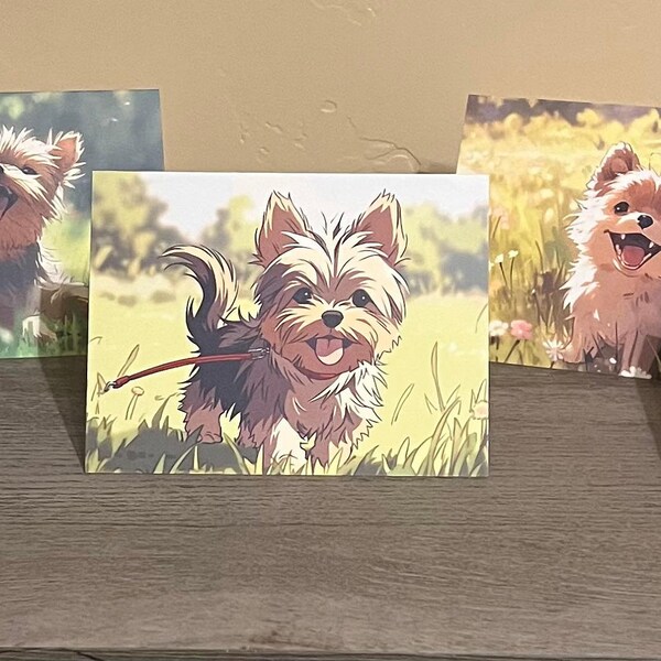 4 Festive Yorkie Christmas Digital Art High-res 300 DPI, Dual Image ...