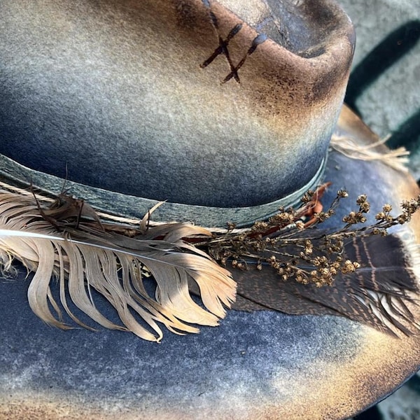 BAD to the BONE Custom Vintage Distressed Cowboy Hat - Etsy