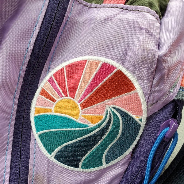 Patchclub Wave and Sun, Aesthetic Colorful Ocean Patch, 2 or 3 Inches ...