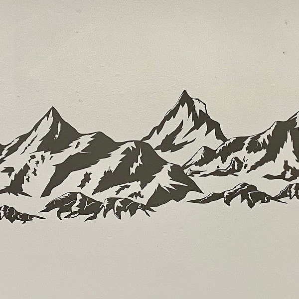Large Mountains Wall Decal for Kids Room Nursery ,moutains With Sun ...