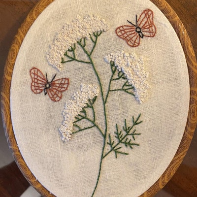 Digital PDF Pattern Yarrow Flower and Butterflies Hand Embroidery ...