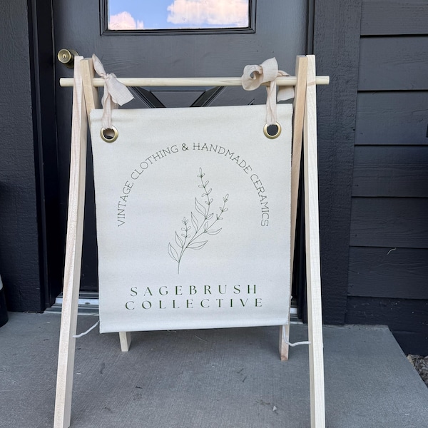 Personalized A-frame Business Sign: Custom Logo Cotton Canvas Market ...