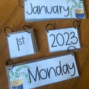 Flip Calendar Modern Boho Plants Rustic Classroom Decor Editable - Etsy