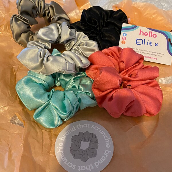 Large Navy Gingham Scrunchie With Scalloped Lace/ribbon Trim Navy Blue ...