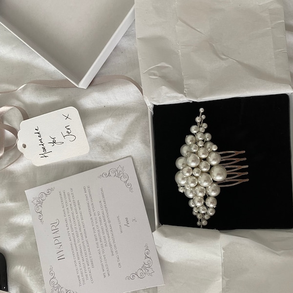 Maya Handmade Pearl Bridal Comb: Swarovski Crystal Wedding Hairpiece - Etsy