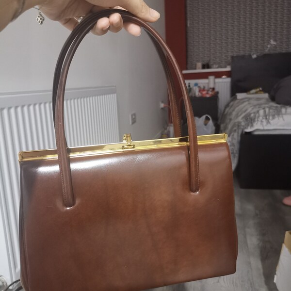 Vintage Real Leather Handbag, Vintage Bag, Vintage 50s Purse, 1950s ...
