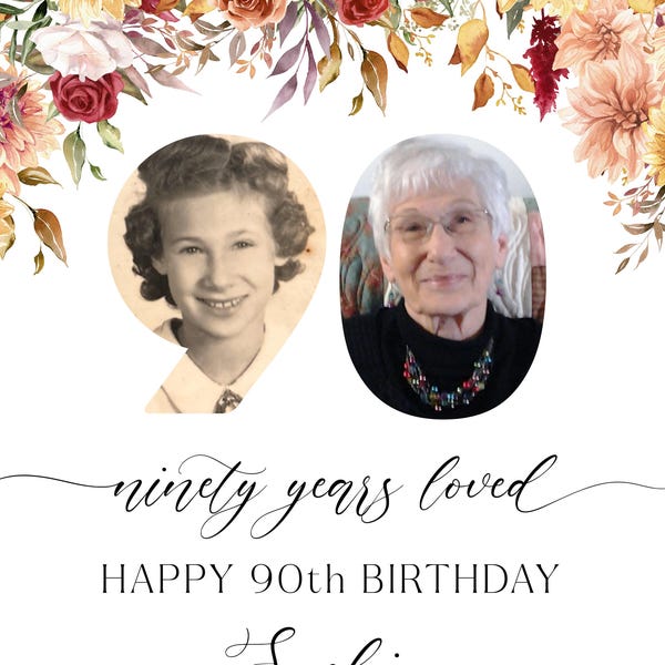 90th Birthday Party Welcome Sign, 90 Years Loved Sign, 90th Welcome ...