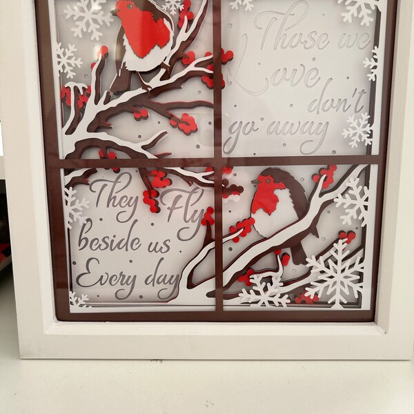 Robins Outside Window Shadow Box SVG / Memorial Shadow Box/ Robins on ...