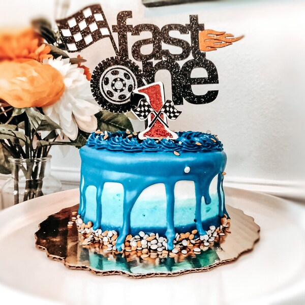 First Birthday Cake Topper Fast One- Racing -1st Birthday-speed - Etsy