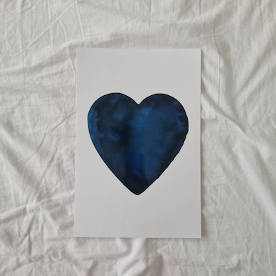 Navy Blue Heart Print Love Print Printable Heart Poster - Etsy