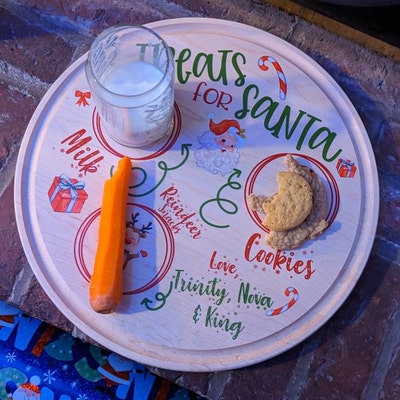Wooden Santa Milk and Cookie Tray, Personalized Santa Cookie Tray ...