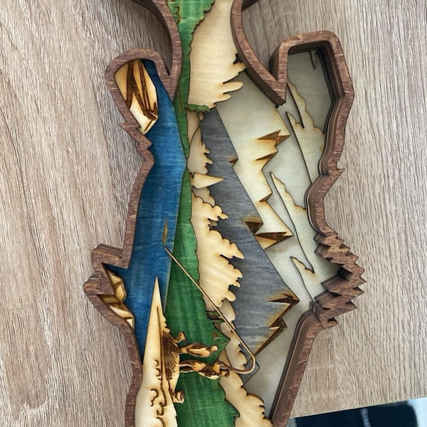3D Layered Wood Bass Fishing Wall Art - Rustic Home Decor Gift for ...