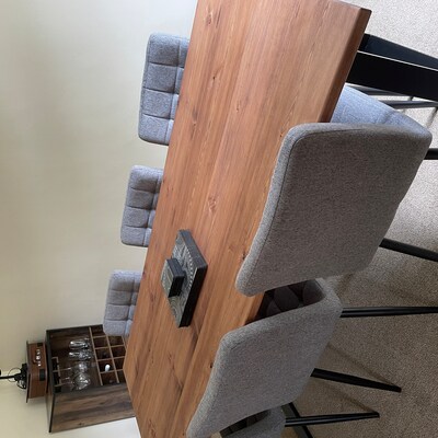 Dining Table Bench Trapezium Steel Metal Geometric Legs Dine Table ...