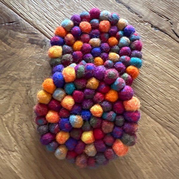 Felt Coasters 10cm 20cm, Round, Tiedyed Wool Ball Mat, Colorful Cup Pot ...