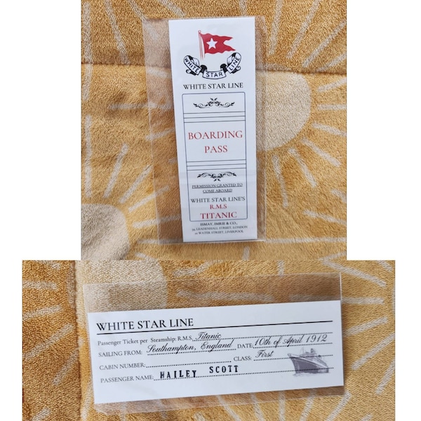 Titanic Personalised Bookmarks - Custom Bookmark Boarding Pass, Titanic ...