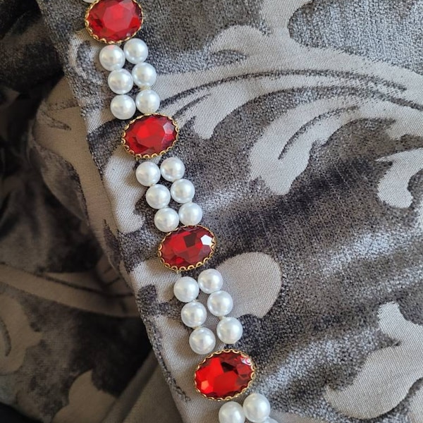 Red Ruby Crystal Button, Sew on Crystal Button, Gold Red Crystal Button ...