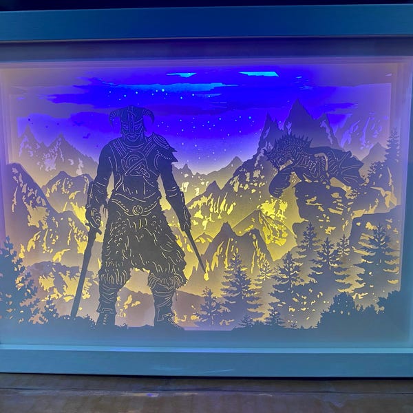 Deluxe Elder Scrolls Skyrim Light Box, 3D LED Gaming Room Decor, Gamer ...