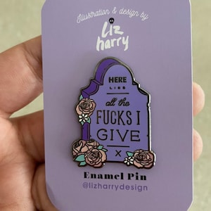 LILAC Gravestone Pin Here Lies Pin Sweary Pin Grave Pin Pastel Pin ...