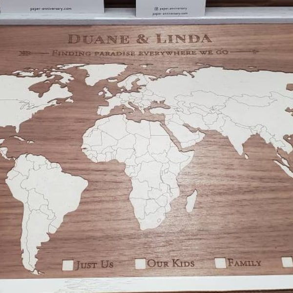 19th Year Anniversary Gift Idea Bronze Map With Custom Memory Markers ...