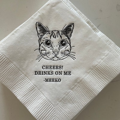 Personalized Napkins, Custom Pet Drawing Napkins, Cat Lover Wedding ...