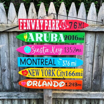 SET OF 10 Large Directional Wood Arrow Signs, Custom Mile Marker Stake ...