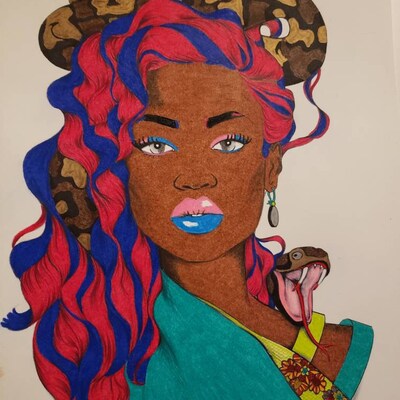 Snake Queen premium Adult Coloring Page ,instant Download,printable ...