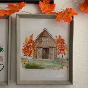 Barn in the Fall Printable Wall Art Watercolor Farm Print Fall Print ...