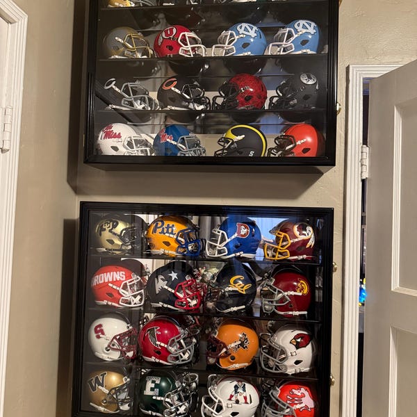 16 Riddell Mini Helmet Helmets Display Case Cabinet Wall Rack NFL ...
