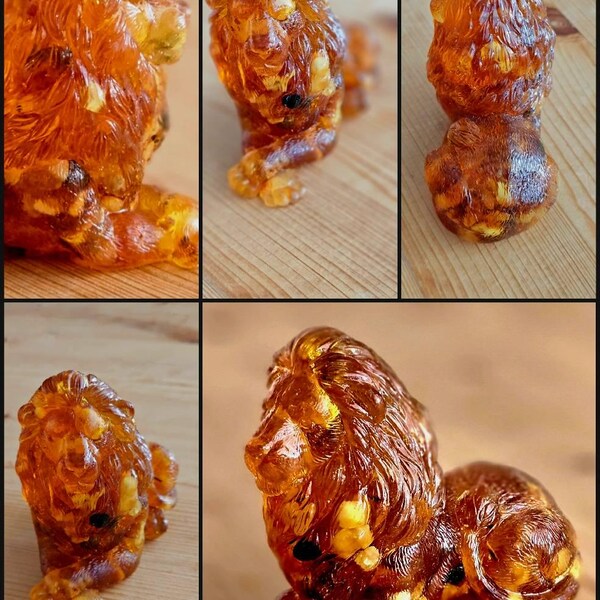 Amber Lion Box – Handmade Natural Amber Jewelry Box With Lion Figurine ...