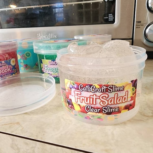 SCENTED Crystal Clear "fruit Salad" Stretchy Slime Satisfying Slimes ...