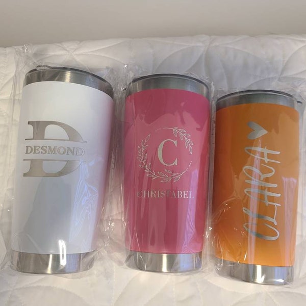 Personalized 20 Oz Tumbler, Custom Name Travel Mug, Laser Engraved ...