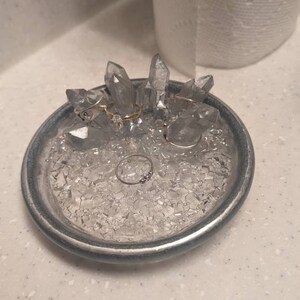 Resin Crystal Ring Dish, Silver Ring Dish, Trinket Dish, Ring Holder ...