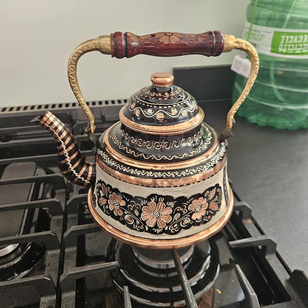 Turkish Coffee Pot, Engraved Solid Copper Turkish Greek Coffee Pot ...